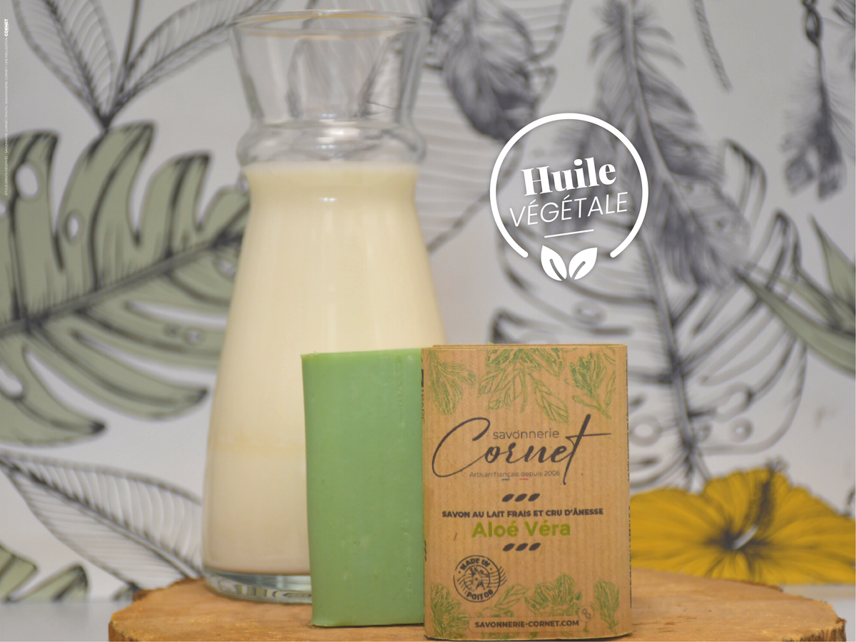 Savon au lait frais et cru d'ânesse : gel d'Aloe Vera | Savonnerie Cornet